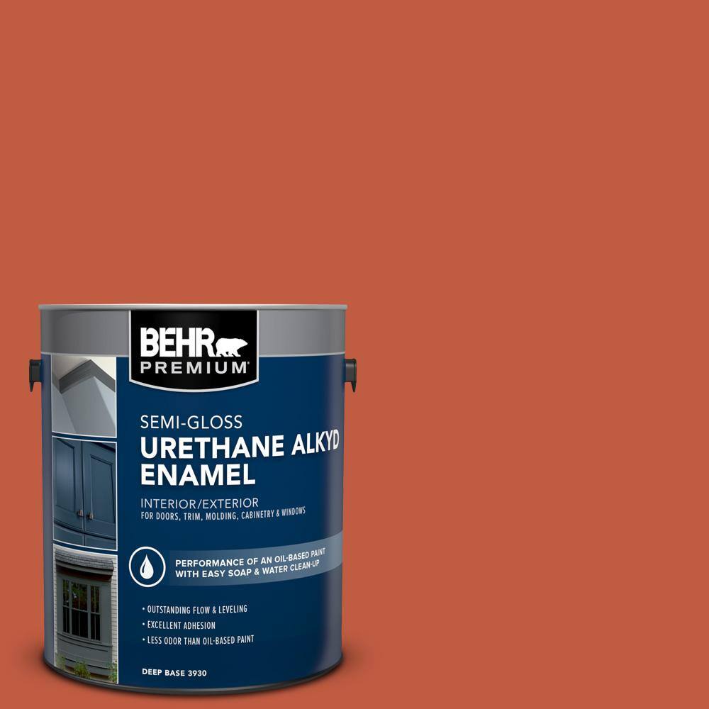 BEHR PREMIUM 1 gal. #M180-7 Deep Fire Urethane Alkyd Semi-Gloss Enamel ...