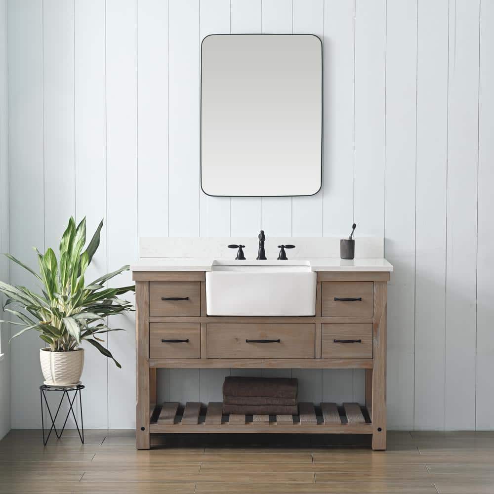 SUDIO Wesley 48 in. W x 22 in. D Bath Vanity in Weathered Natural with ...
