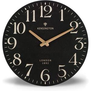 Bedford Clock Collection Contemporary Black Round Wall Clock with ...