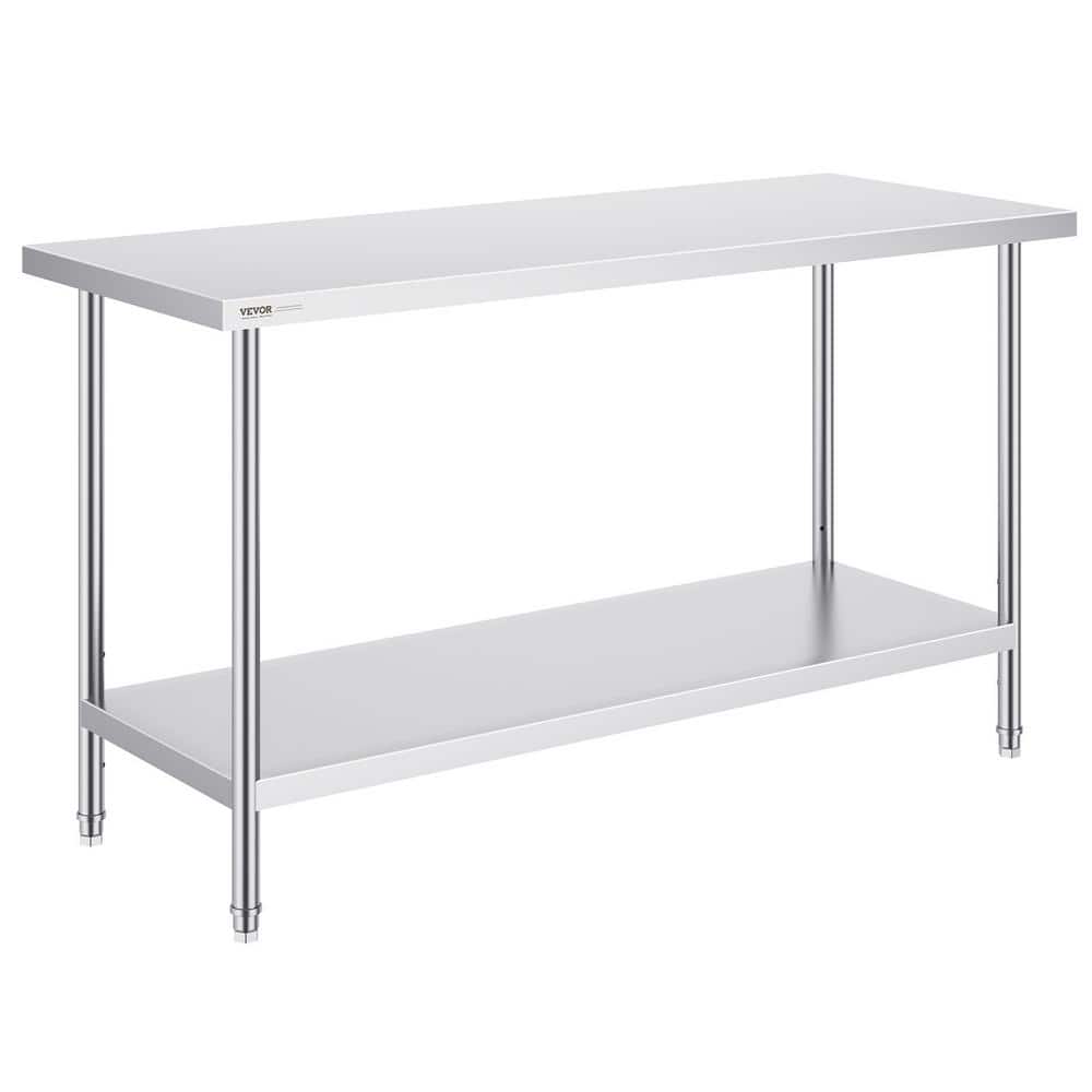 VEVOR 24 x 60 x 34 in. Stainless Steel Commercial Kitchen Prep Table ...