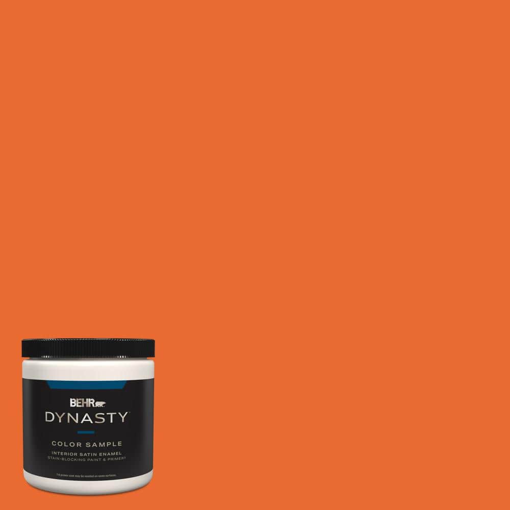 BEHR DYNASTY 8 oz. #220B-7 Electric Orange Satin Enamel Stain-Blocking ...