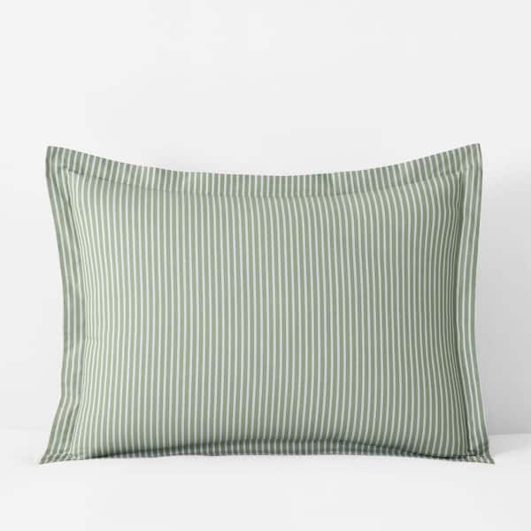 The Company Store Company Cotton Tira Stripe Percale Green Standard ...