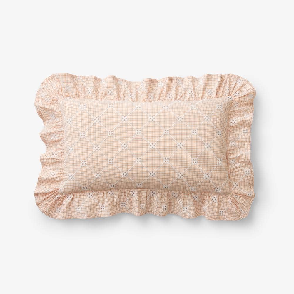 The Company Store Company Cotton Eyelet Ruffle Yarn-Dyed Peach 21 in. X ...