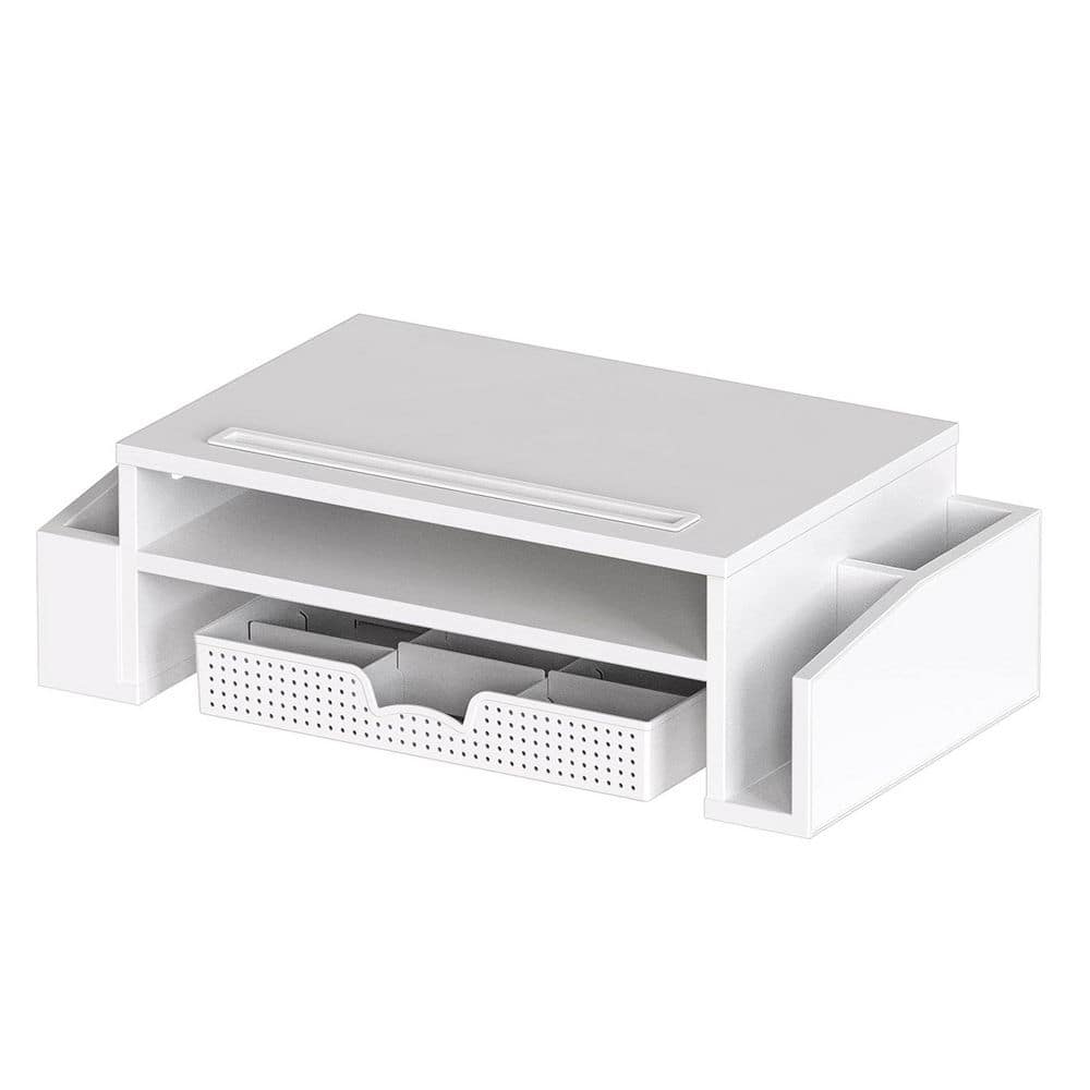 White 20.2 in. x 6 in. Wood Modern Desk Organizers with Adjustable ...