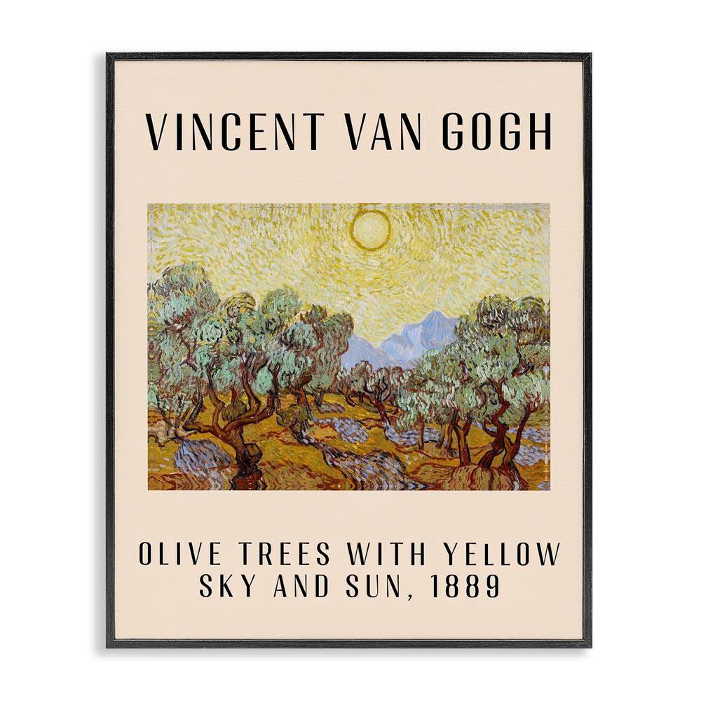 Stupell Industries Classic Olive Trees Van Gogh by Daphne Polselli Black Framed Nature Giclee ...