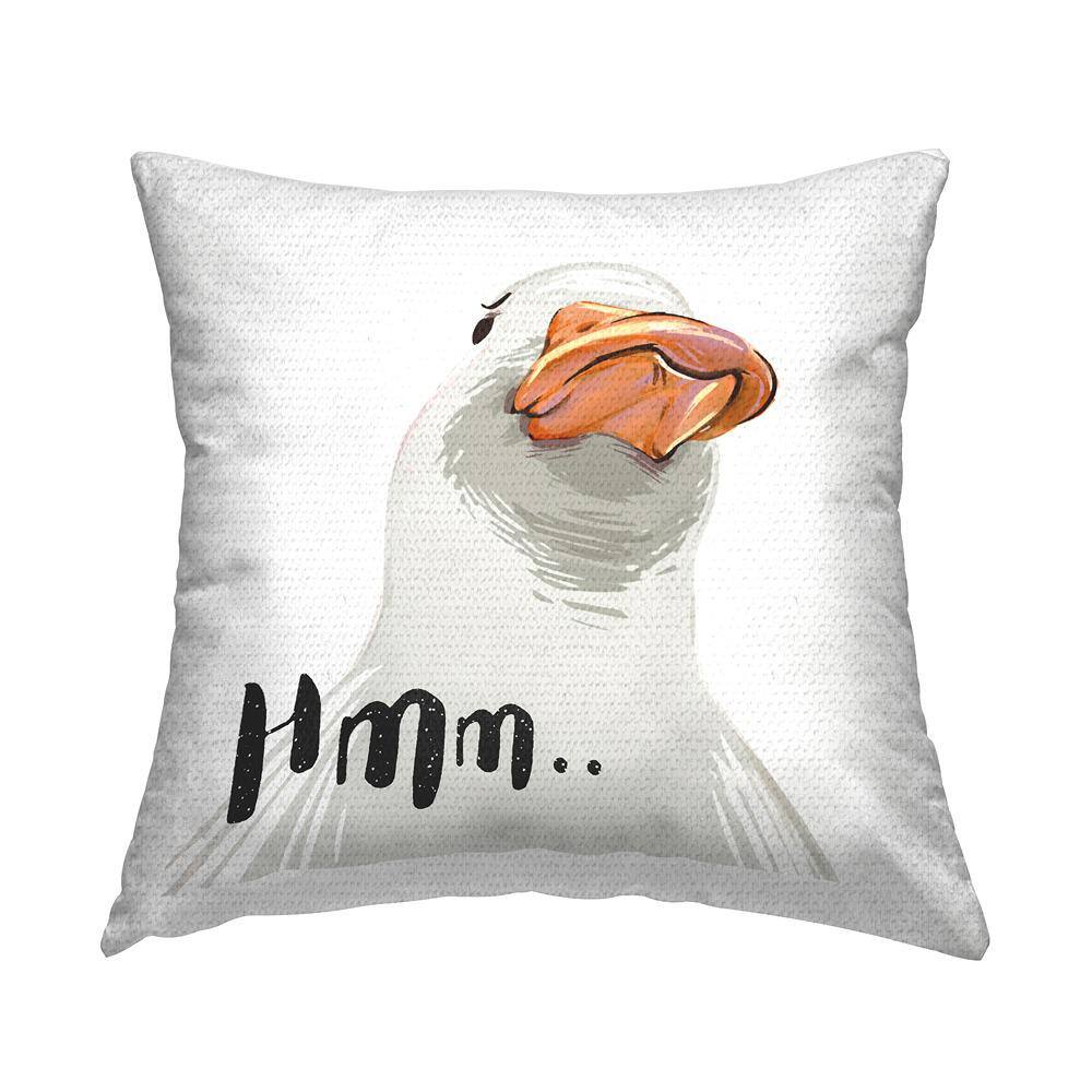 Stupell Industries Hmm. Thinking White Duck Animal Off-White Square ...