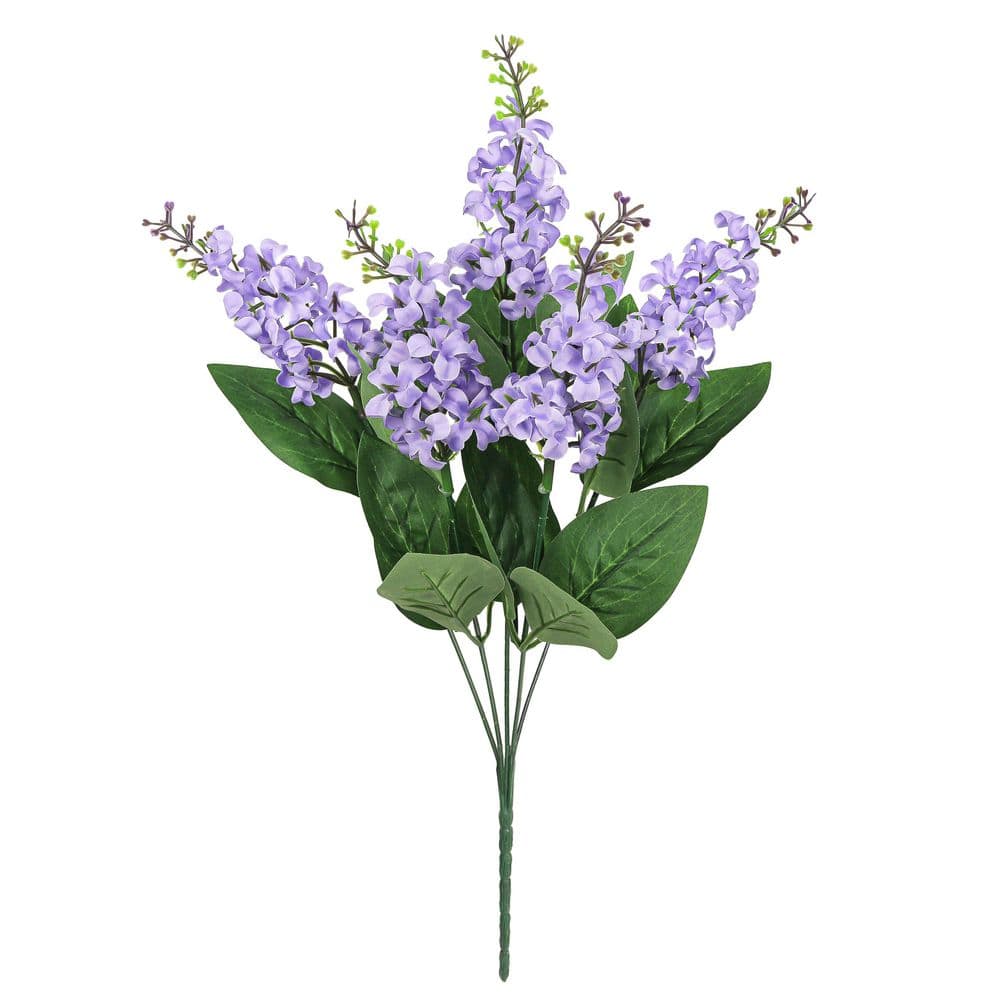 LIVING LUXURY 15 in. Lavender Purple Artificial Stock Flower Stem Bush ...