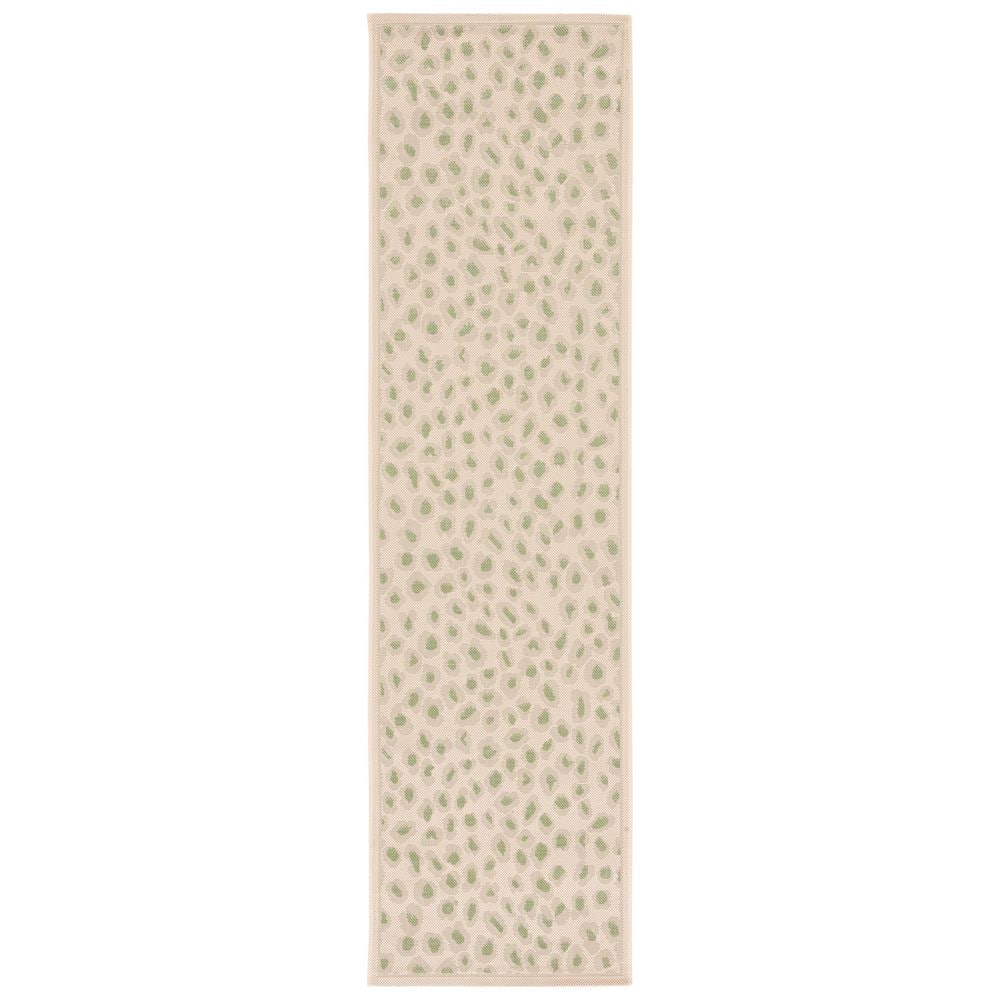 SAFAVIEH Courtyard Beige/Green 2 ft. x 8 ft. Cheetah Indoor/Outdoor ...