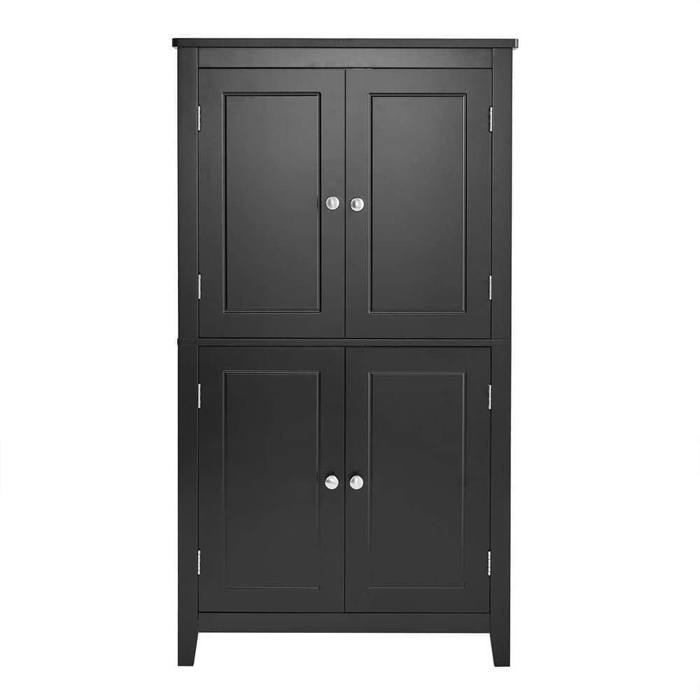 Sarlai 24 in. W x 12 in. D x 43 in. H Black MDF Freestanding Linen ...