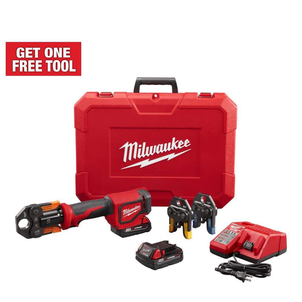 Milwaukee M18 18V Lithium-Ion Cordless Short Throw PEX Press Tool Kit w ...
