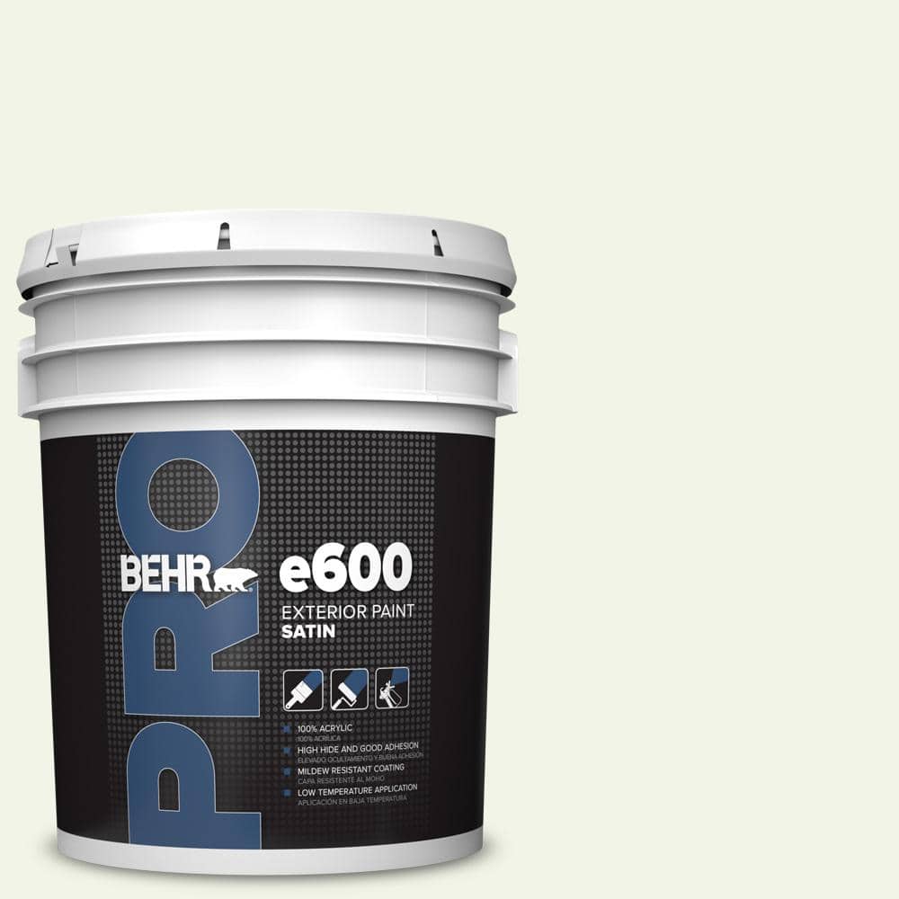 BEHR PRO 5 gal. #GR-W10 Calcium Satin Exterior Paint PR64005 - The Home ...