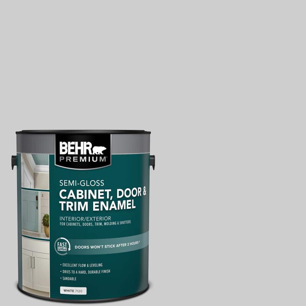 BEHR PREMIUM 1 gal. #770E-2 Silver Screen color Semi-Gloss Enamel ...