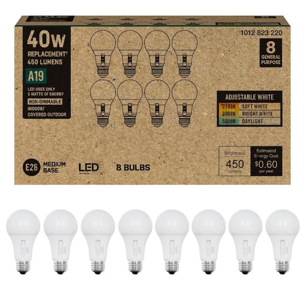 PRIVATE BRAND UNBRANDED 40-Watt Equivalent A19 Non-Dimmable CEC LED ...