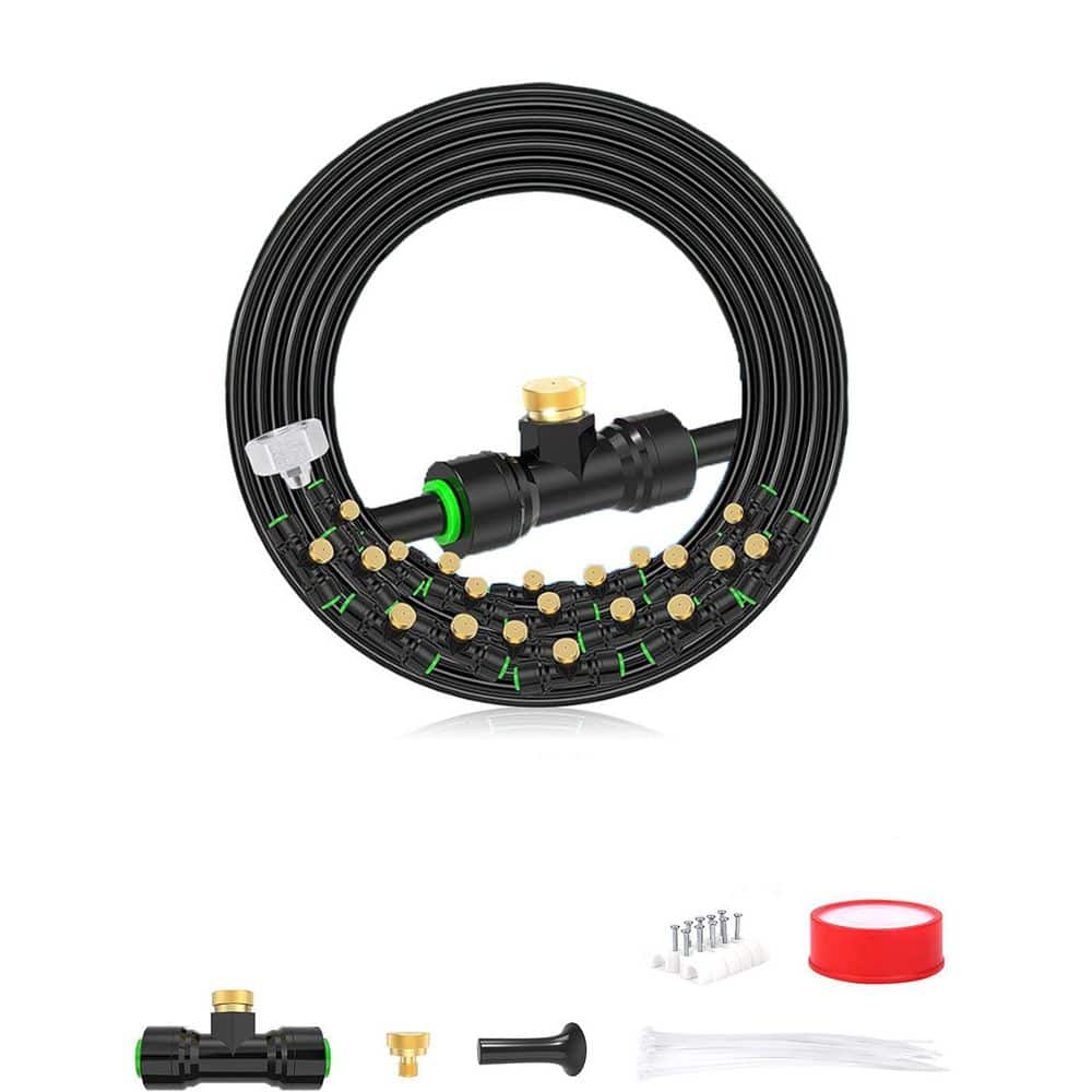 Oyezvary 63 ft. Outdoor Misting Cooling System with 21 Brass Nozzles, 1 ...