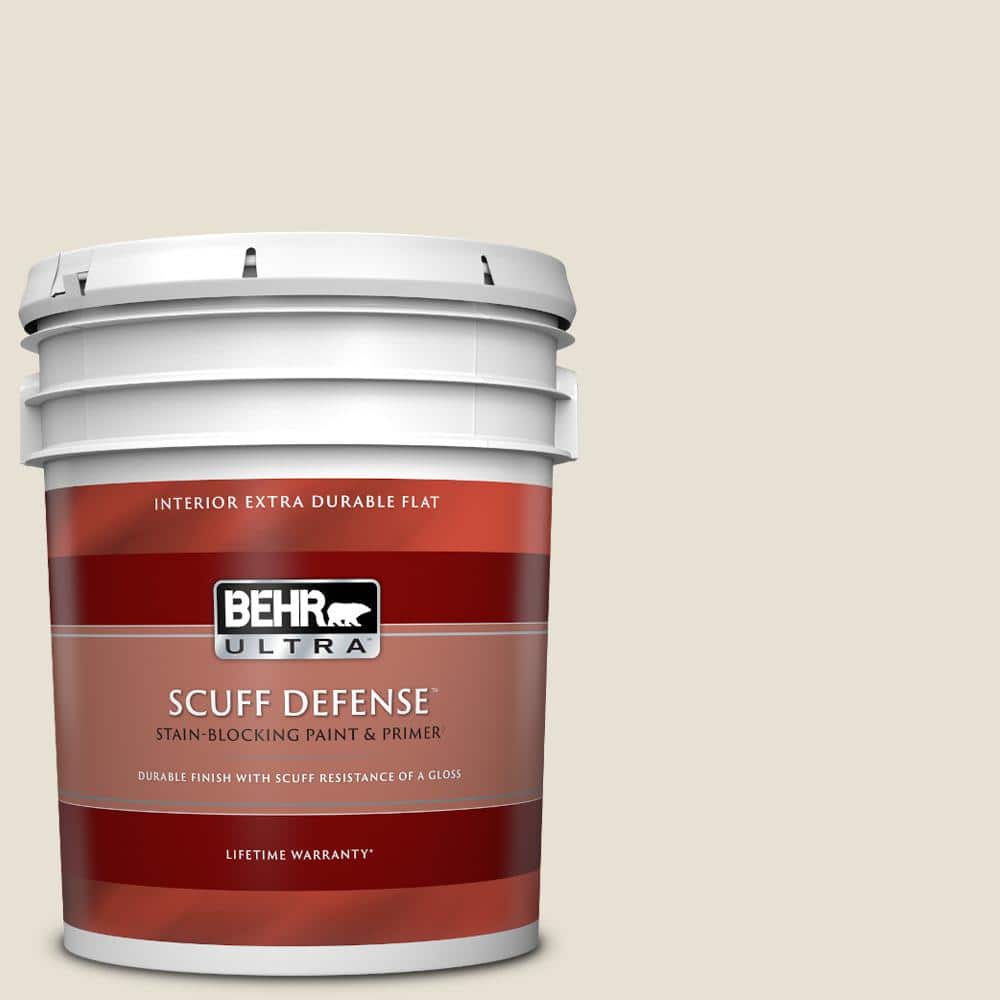 BEHR ULTRA 5 gal. #MQ3-13 Crisp Linen Extra Durable Flat Interior Paint ...