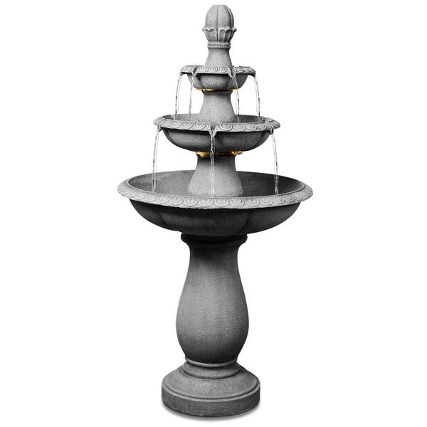 vbal 47 in. Tall Large Outdoor Freestanding Waterfall 3-Tier Water ...