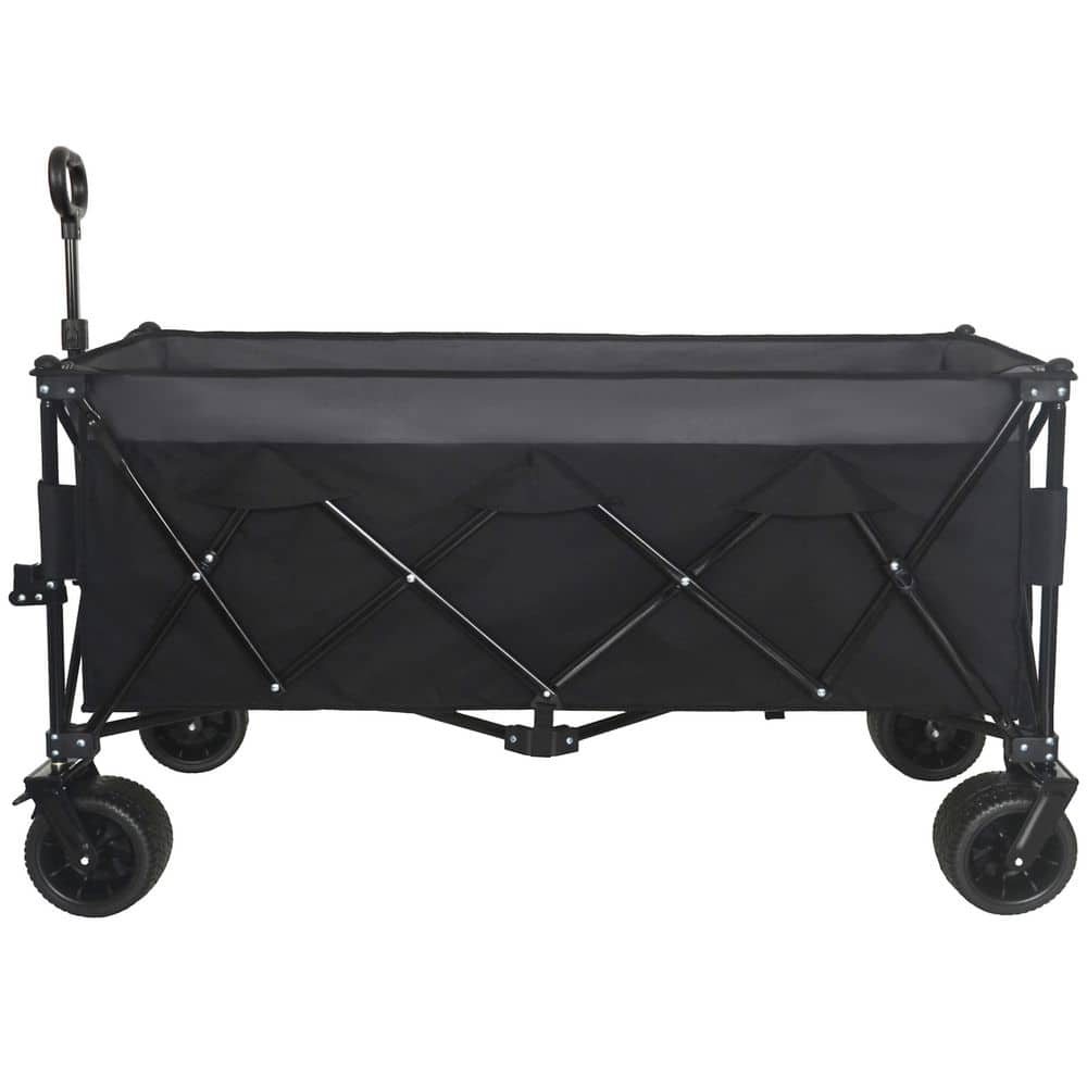 14 cu. ft. Steel Garden Cart Extended Heavy-Duty Foldable Utility Wagon ...