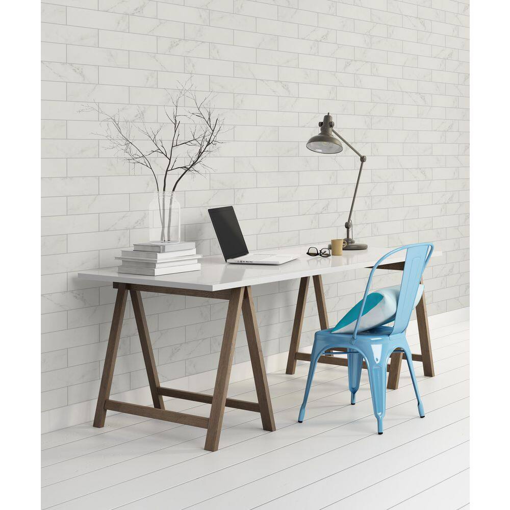 Buy Kalypso Monet 4 in. x 12 in. Glossy Ceramic White Subway Wall Tile ...