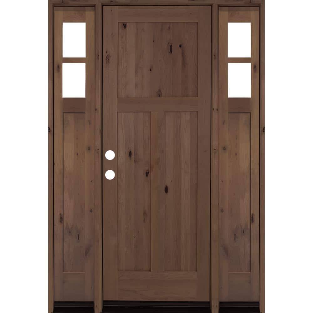 Krosswood Doors 64 in. x 96 in. Alder 3 Panel Right-Hand/Inswing Clear ...