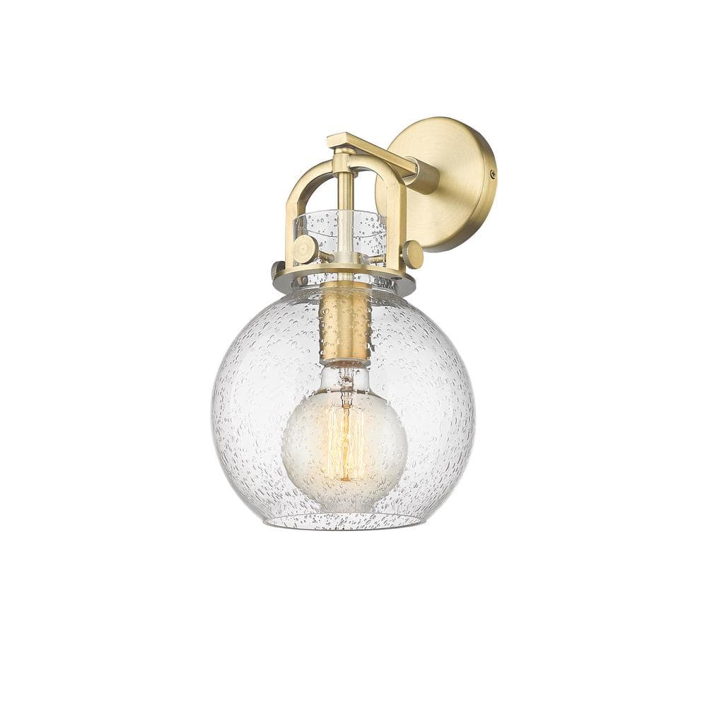 Innovations Newton Sphere 1-Light Brushed Brass Wall Sconce with Clear ...