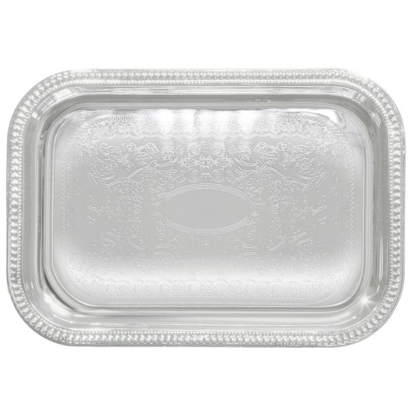 Winco 14 in. W x .9 in. H x 20 in. D Silver Chrome-Plated Steel Serving ...