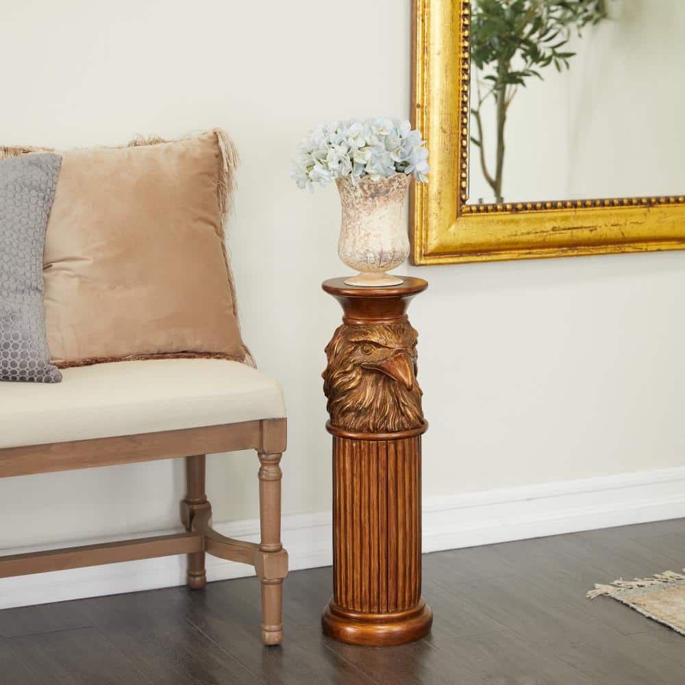 Litton Lane 7 in. Bronze Polystone Eagle Pedestal End Table 041136 ...