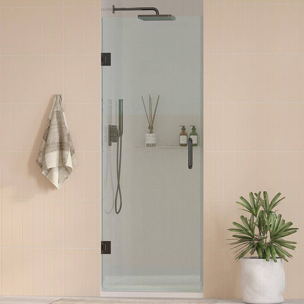Kobiworks Nirvana 29.5 in. - 29.75 in. W x 76 in. H Frameless Pivot Hinged Shower Door in Matte ...