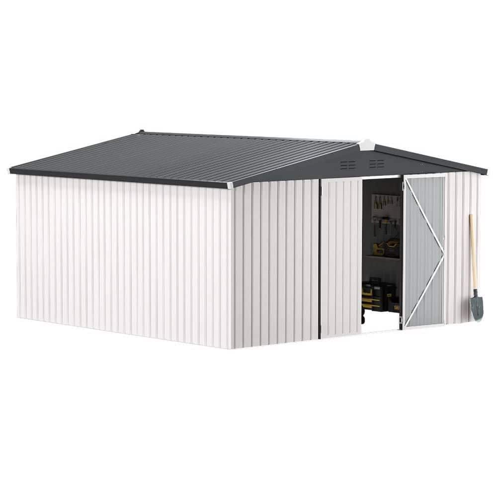 Sudzendf 12 ft. W x 12 ft. D Metal Shed with Double Lockable Door in ...
