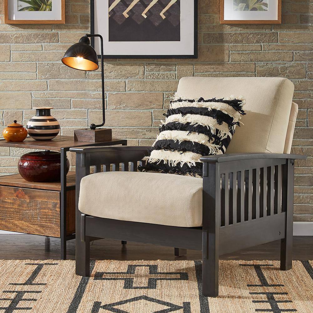 Beige Wood Mission Style Accent Side Chair