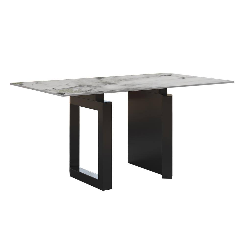 Monland Modern Rectangle White Ice Crystal Jade Stone Top 70.87 in ...