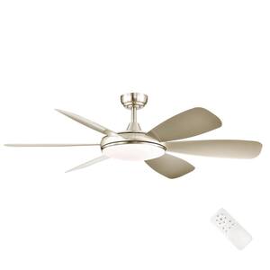 Edvivi 52 in. Integrated LED Indoor Brushed Nickel 4-Blade Reversible ...