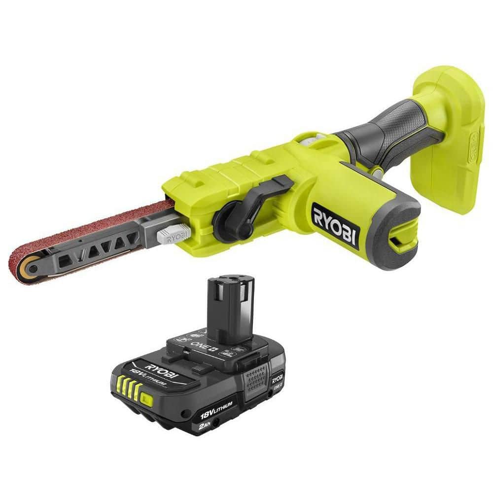 RYOBI ONE+ 18V Cordless 1/2 in. x 18 in. Belt Sander with ONE+ 18V 2.0 ...