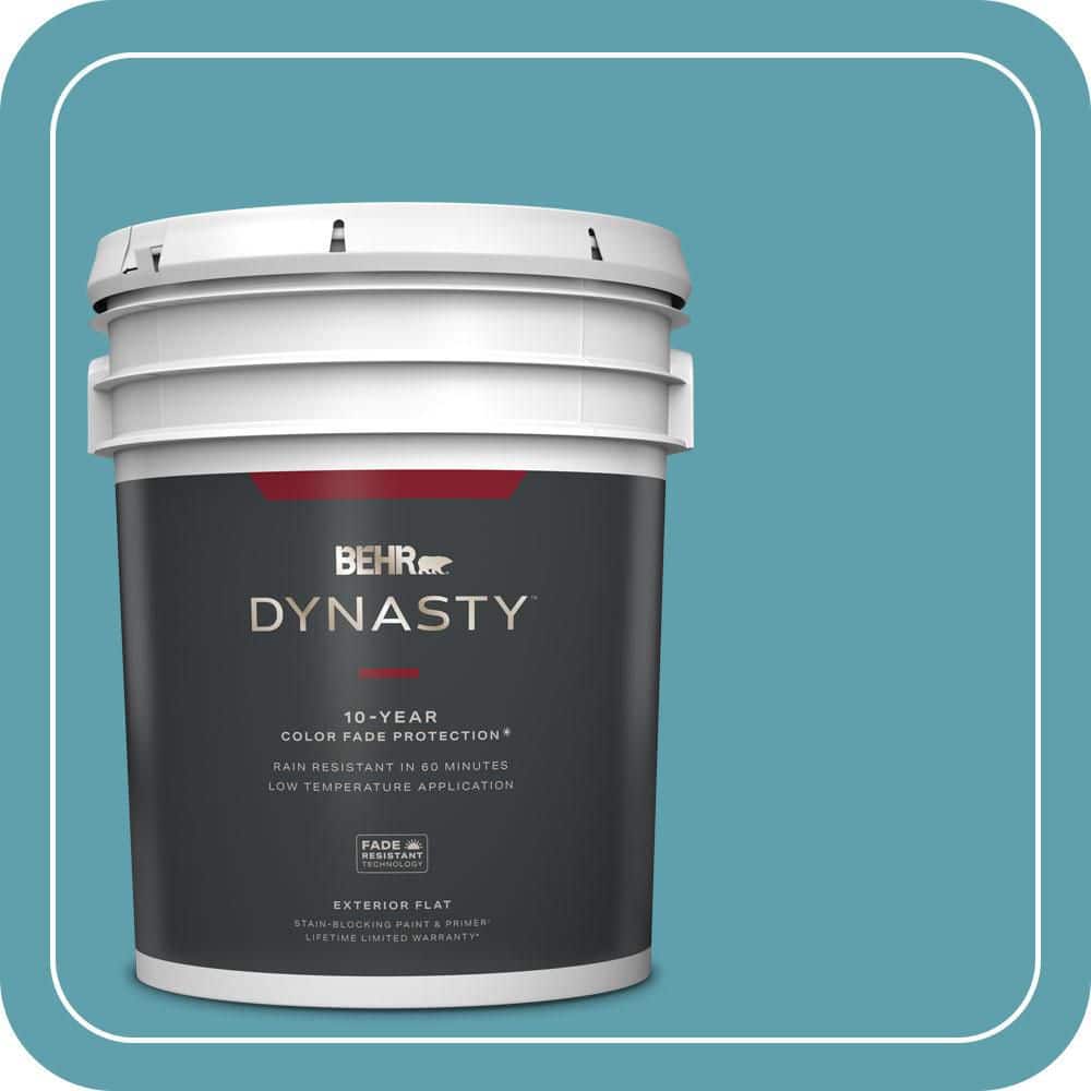 BEHR DYNASTY 5 gal. #BIC-53 Turquoise Flat Exterior Stain-Blocking ...