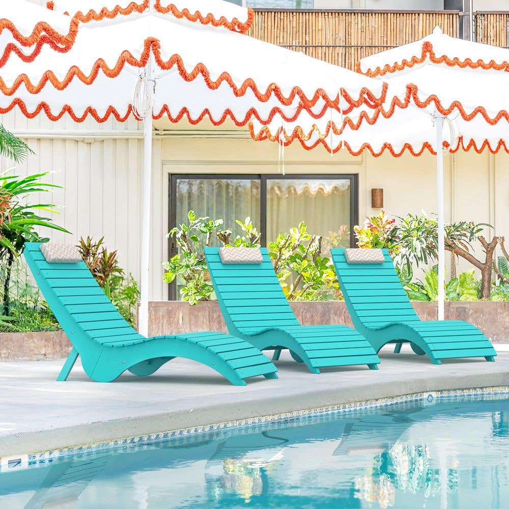 Hotormer Sirena Aruba Blue HDPS Plastic Stackable Outdoor Chaise ...