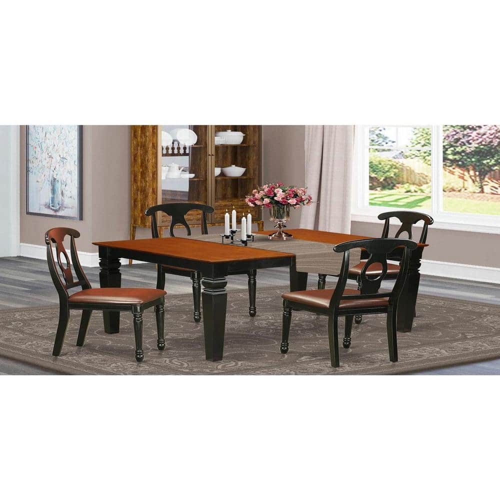 East West Furniture 5-Piece Black and Cherry Finish Solid Wood Top ...
