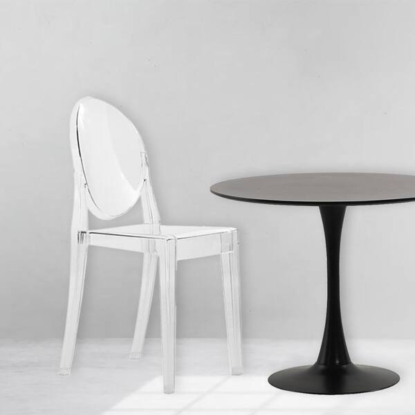 LeisureMod Marion Transparent Acrylic Modern Chair Clear Set of 4