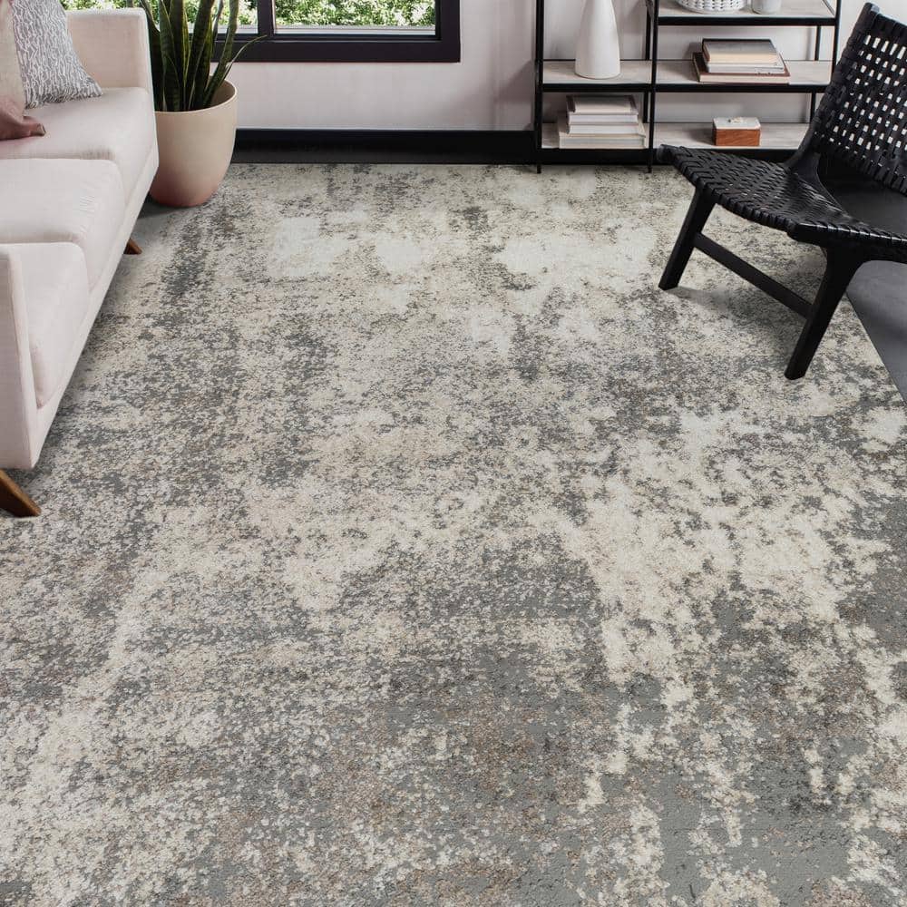 Amer Rugs Yasmin 8 x 10 Gray/Beige Abstract Pattern Area Rug for High ...