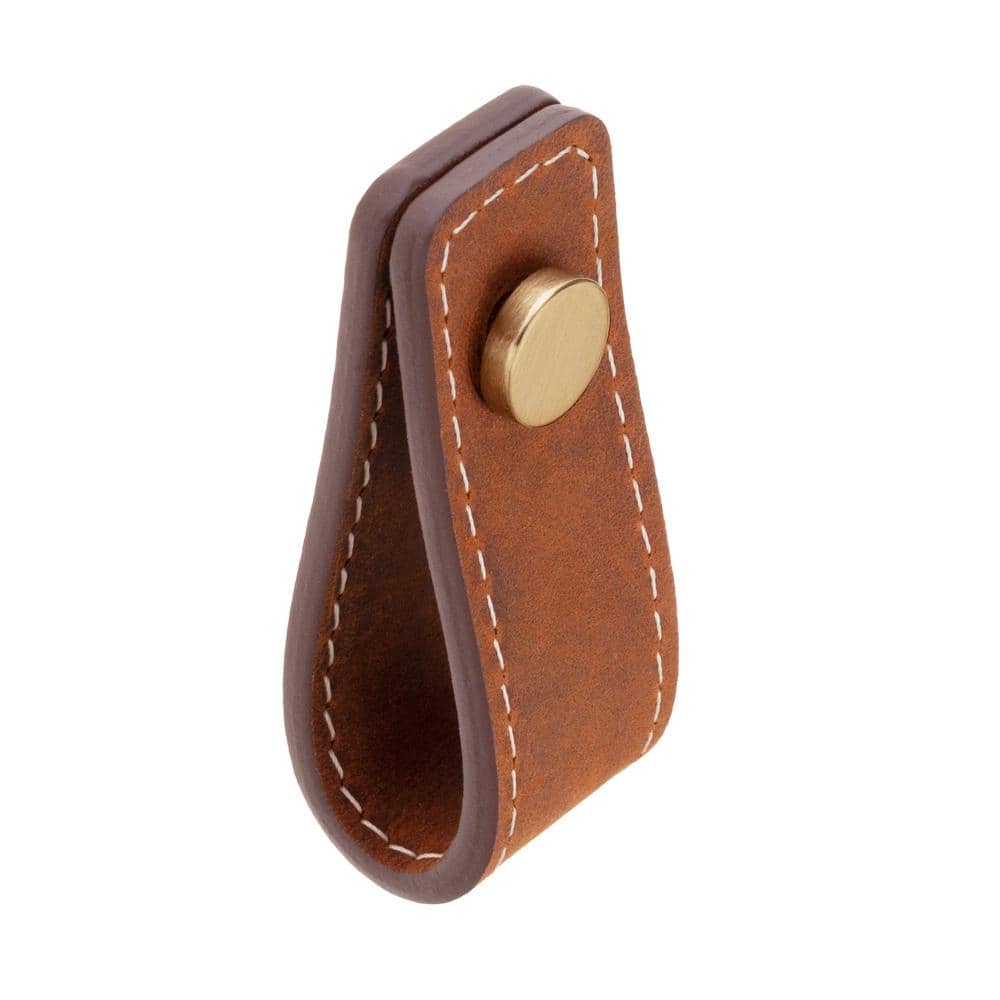 Sumner Street Home Hardware Saddle Leather 2 in. (51 mm) Satin Brass ...
