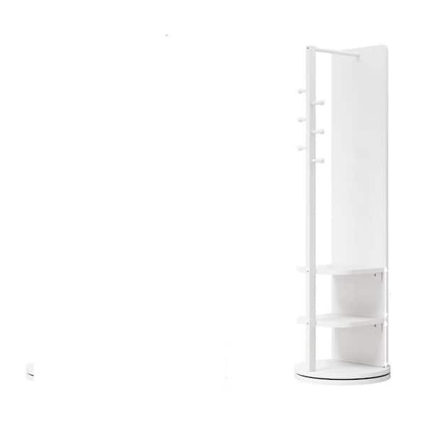 White 20 in. W x 69 in. H Rectangle Rubber Wood Classic 360° Rotating ...