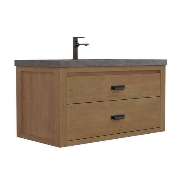 Savrene 36 in. Single Floating Weather Fir Bath Vanity with Pepper Gray ...