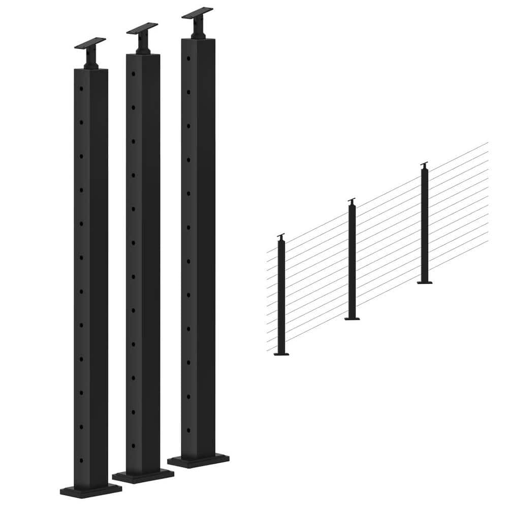 Afoxsos Stainless Steel 42 in. Adjustable Top 33 Deg Railing Stair Post ...