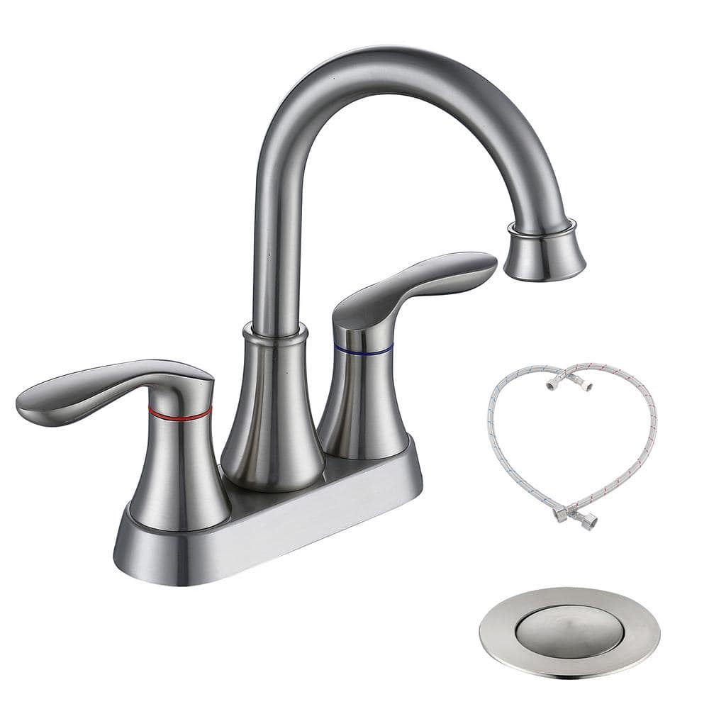 GIVING TREE 4 in. Centerset 2-Handle High Arc Bathroom Faucet with Pop ...