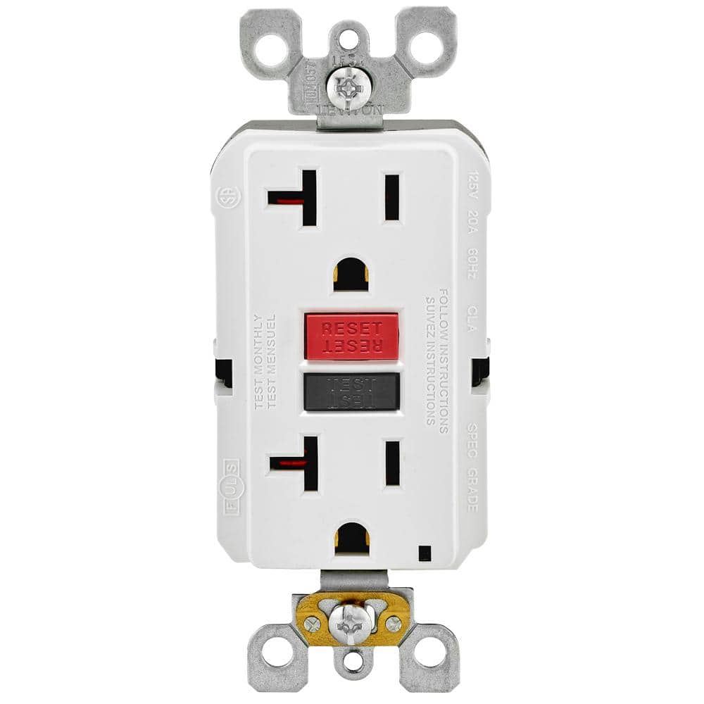 Leviton 20 Amp Self-Test SmartlockPro Slim Duplex GFCI Outlet, White ...