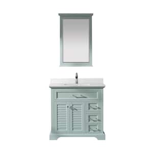 ROSWELL Lorna 60 in. Bath Vanity in Finnish Green with Composite Vanity ...