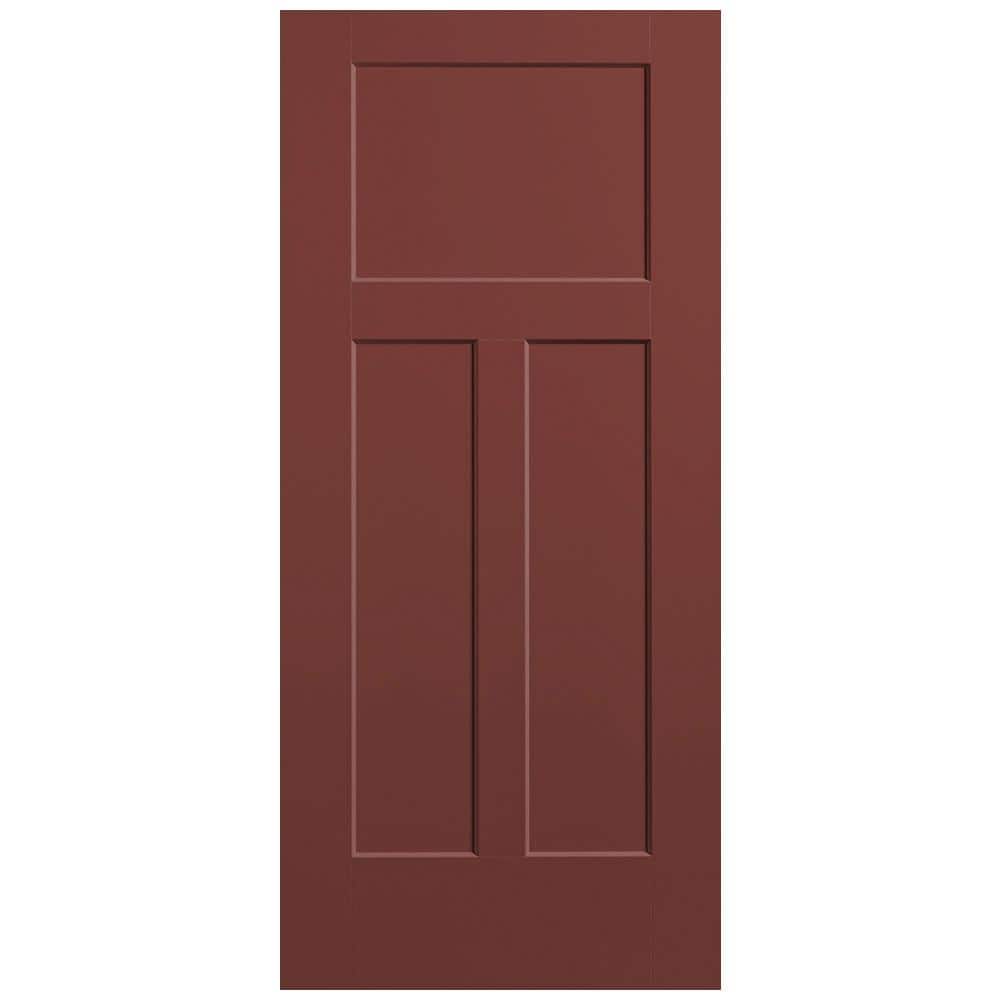 Masonite 36 in. x 80 in. 3-Panel Winslow Single Bore Solid Core Red ...
