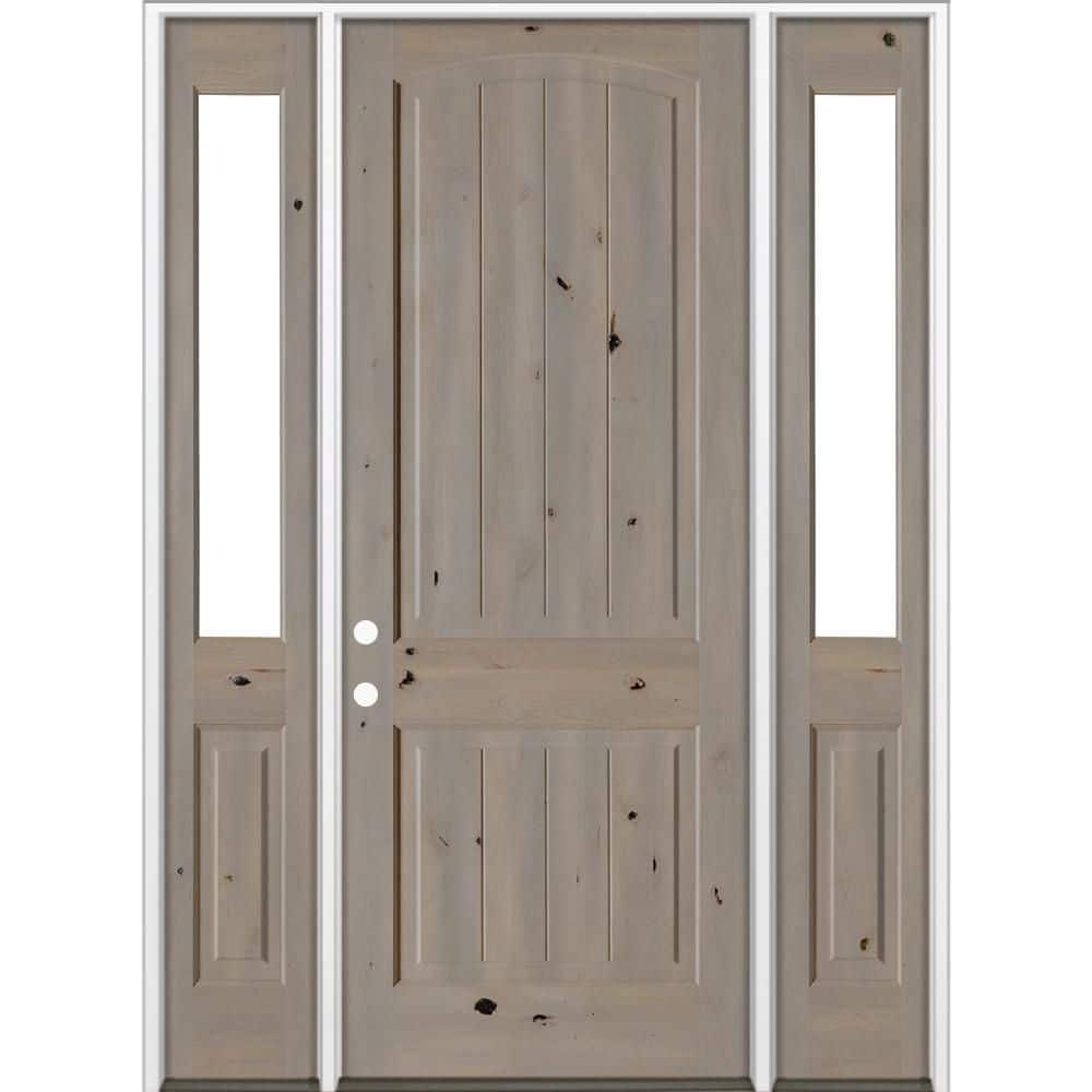 Krosswood Doors 70 in. x 96 in. Knotty Alder Arch Right-Hand/Inswing ...