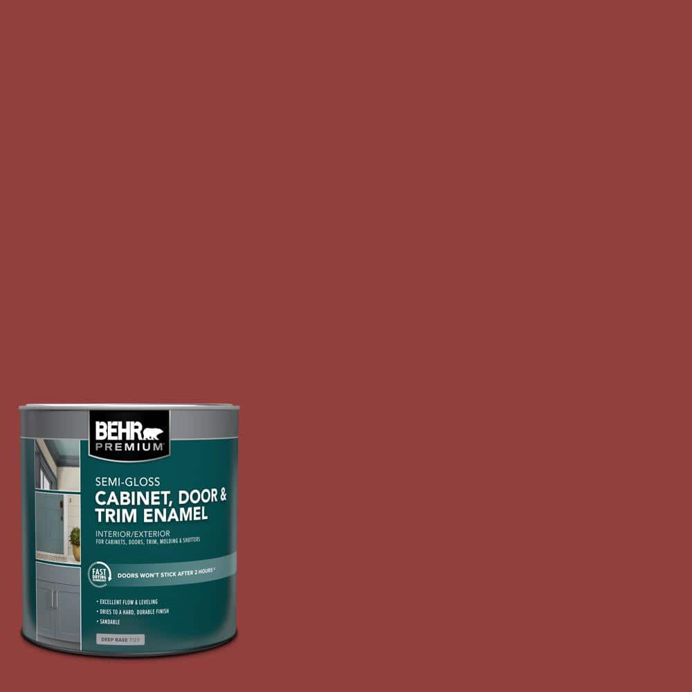 BEHR PREMIUM 1 qt. #BIC-49 Red Red Red Semi-Gloss Enamel Interior ...