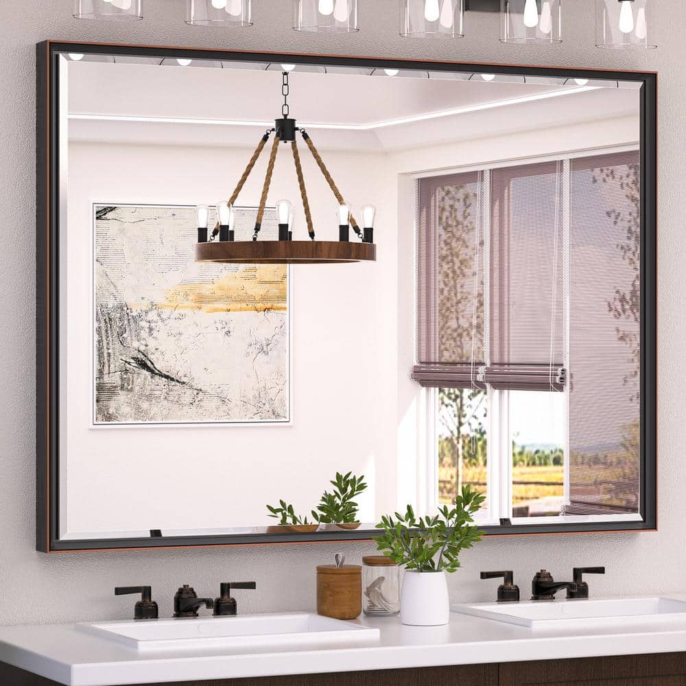 KeonJinn 48 in. W x 36 in. H Framed Oil Rubbed Bronze Mirrors for ...