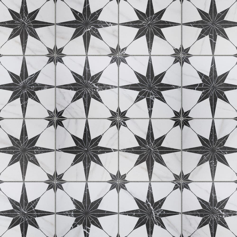 Merola Tile Merzoni Star Marquina 17-7/8 in. x 17-7/8 in. Porcelain ...