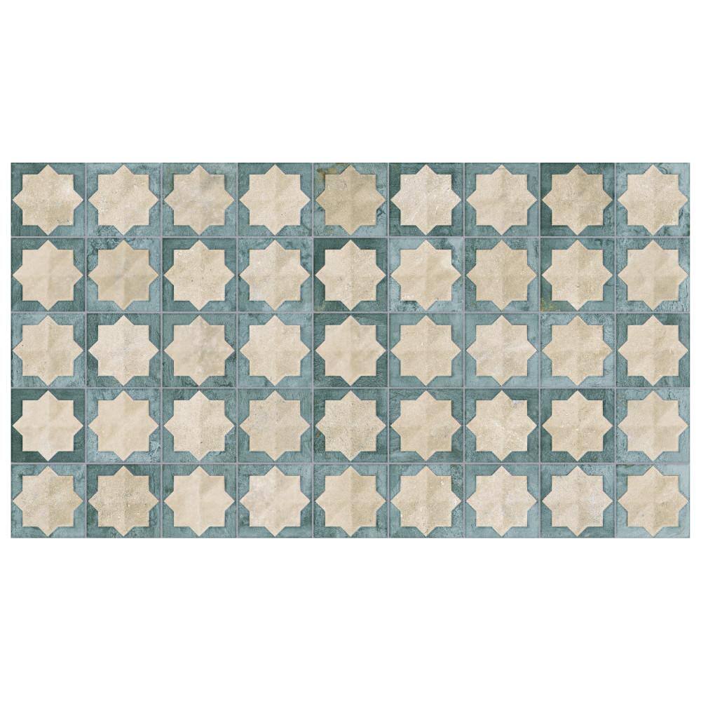 Merola Tile Tetuan Astre Arena Aqua 12-1/8 in. x 21-7/8 in. Porcelain ...